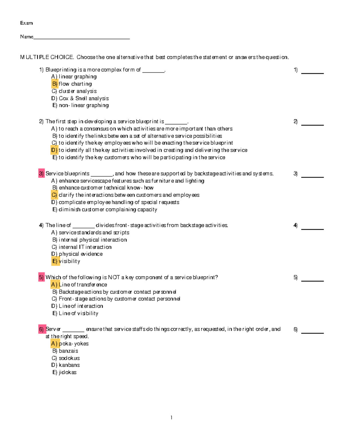 Exam 2018, questions - Exam Name ...