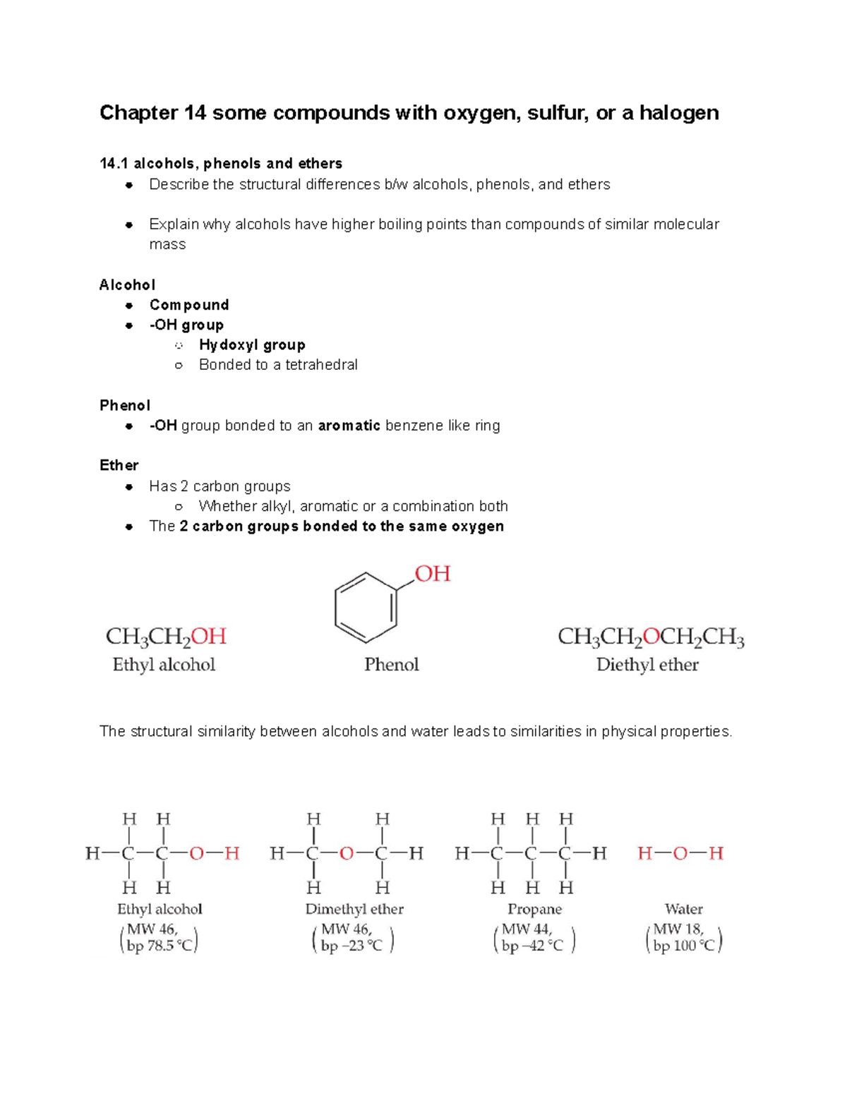 14 basic Org Chem - Chapter 14: Some Compounds with Oxygen, sulfur, or ...