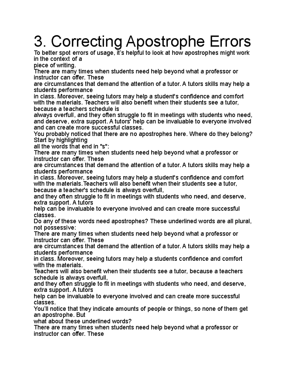 3 Correcting Apostrophe Errors 3 Correcting Apostrophe Errors To