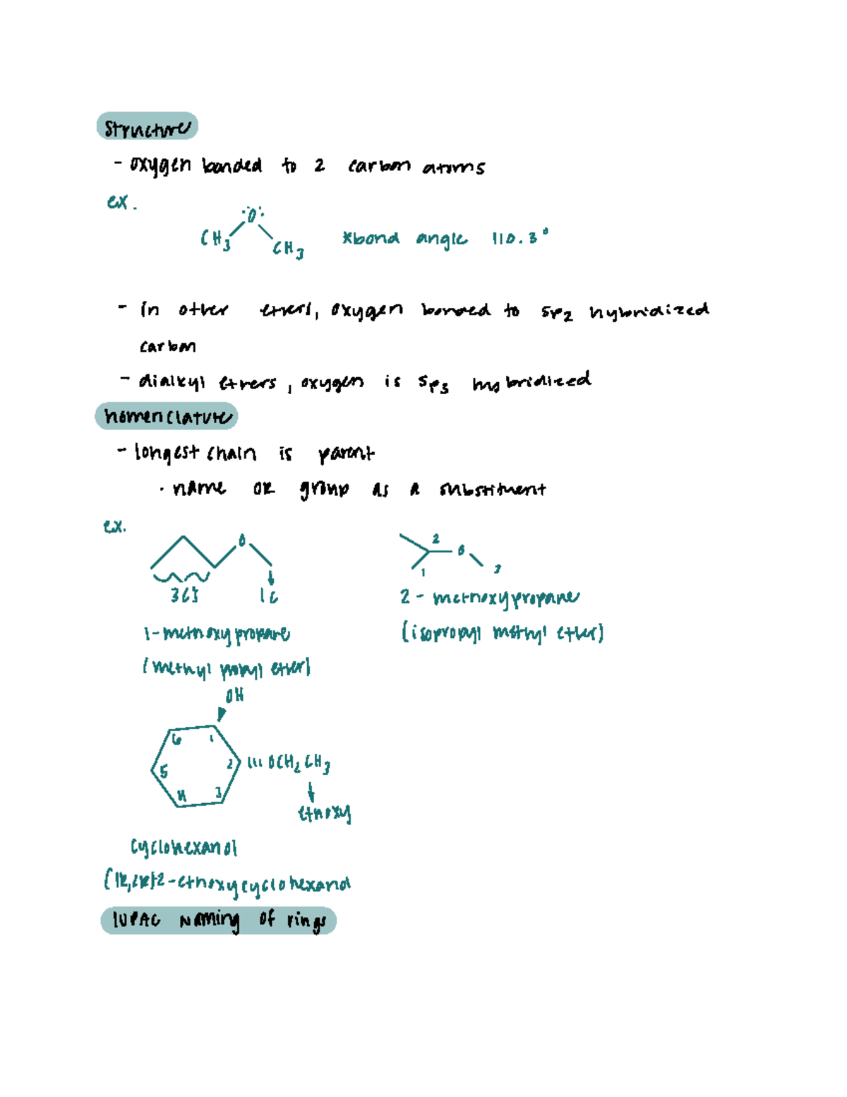 CH.11 Ethers, Sulfides, Epoxides - Structure Oxygen bonded to 2 carbon ...