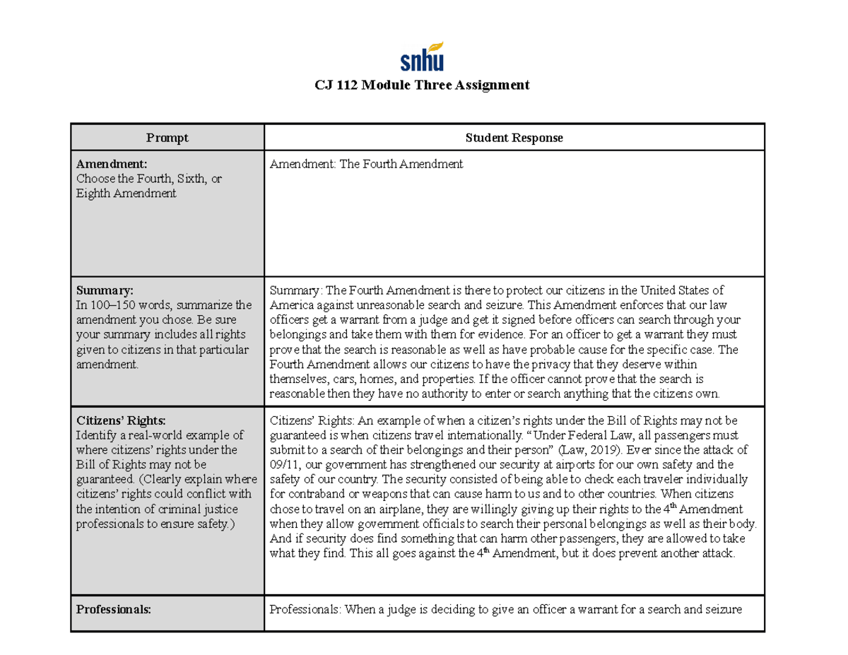 CJ 112 Module Three Assignment - CJ 112 Module Three Assignment Prompt ...