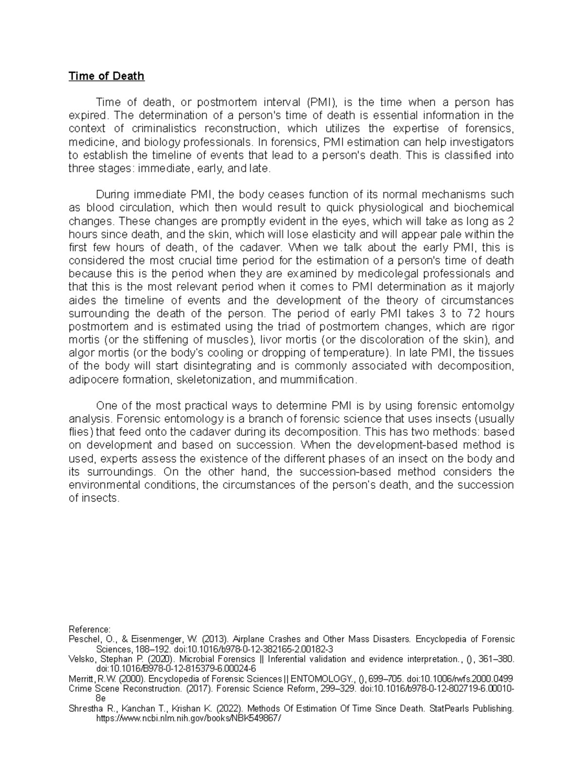 Time of Death - Time of Death Time of death, or postmortem interval ...