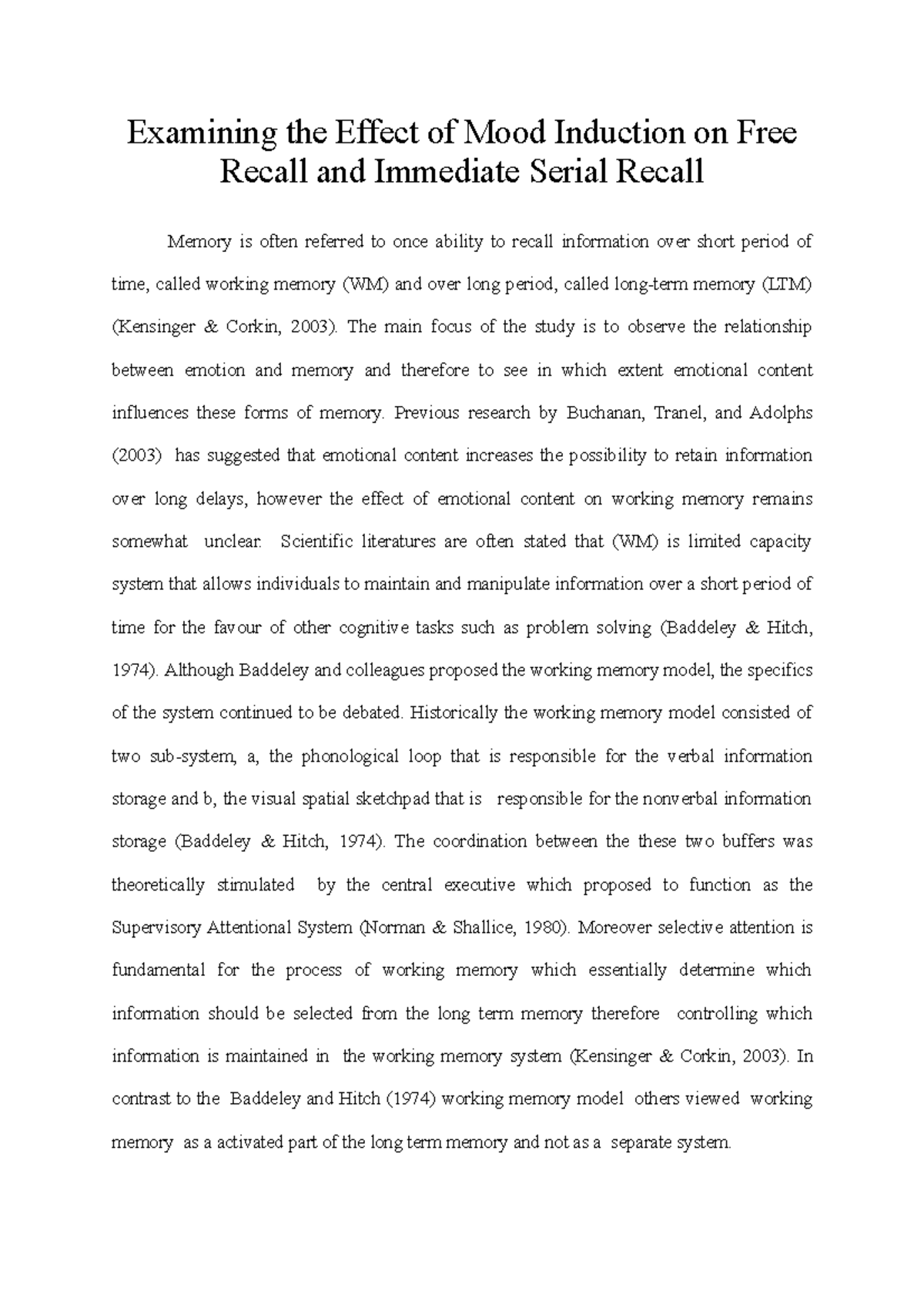 777Examining the Effect of Mood Induction on Free Recall and Immediate Serial Recall - The main ...