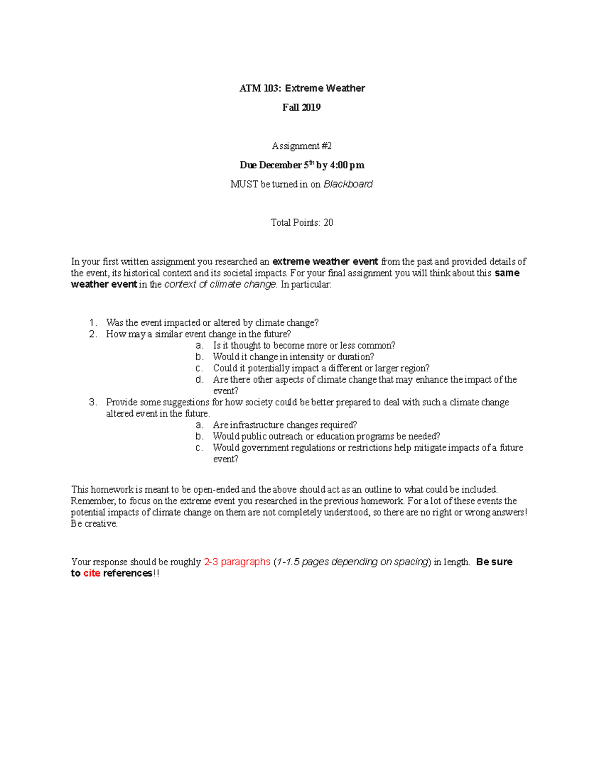 ATM 103 - Assignment - ATM 103: Extreme Weather Fall 2019 Assignment # Due December 5th by 4:00 ...