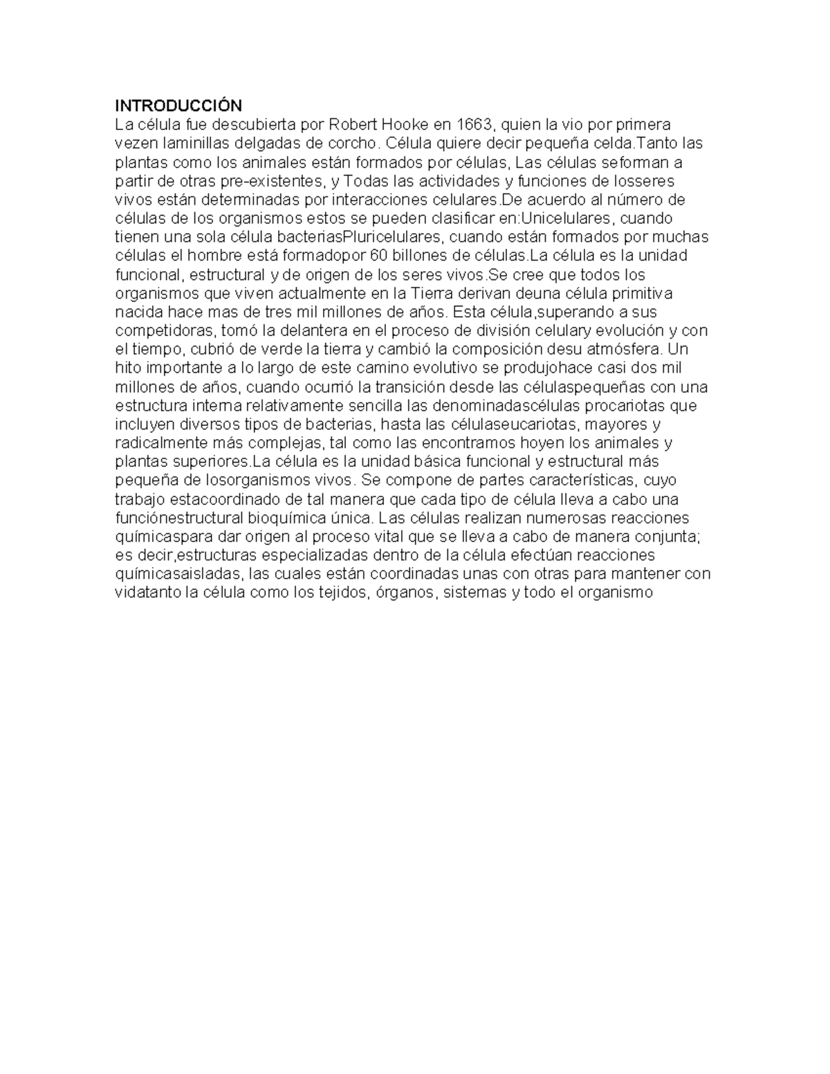 Introducción. celulas eucsariotas - INTRODUCCIÓN La célula fue ...