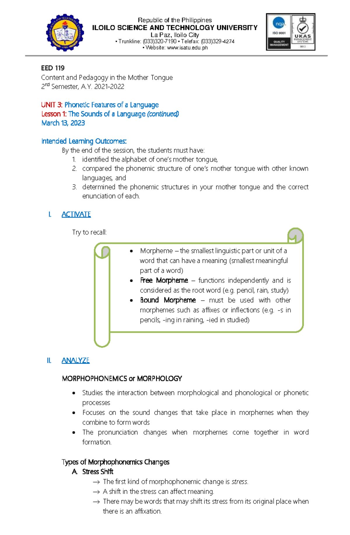 Unit-3 The-Sounds-of-a-Language continued - ILOILO SCIENCE AND ...