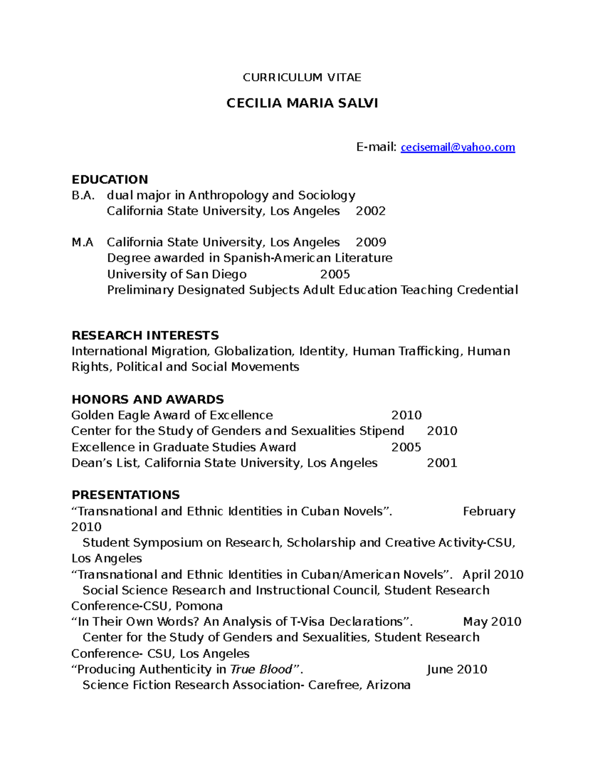 Curriculum Vitae-1 - This is the document. - CURRICULUM VITAE CECILIA ...