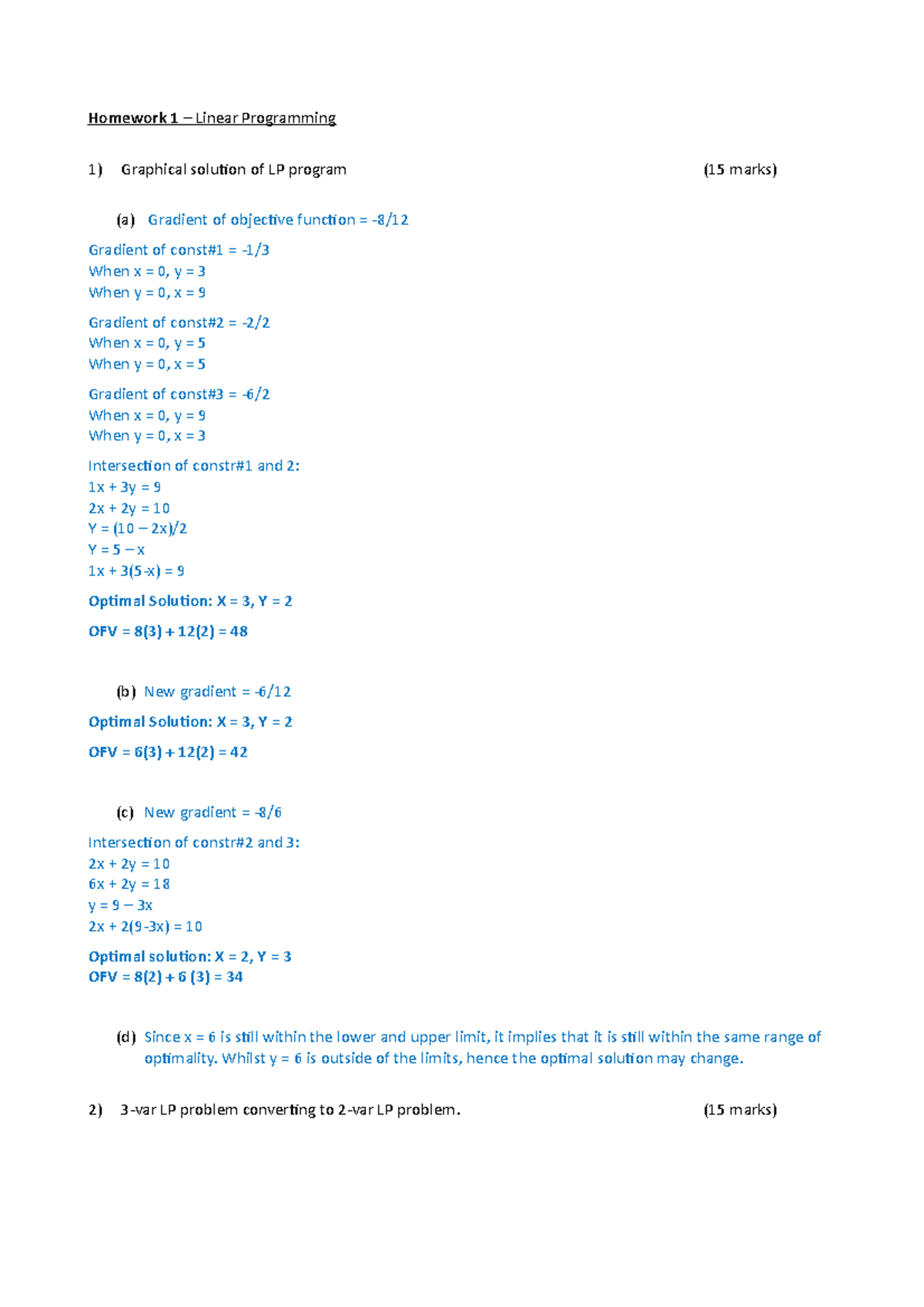 Jan2023 OPIM101 DA HW Main Document - Homework 1 – Linear Programming ...
