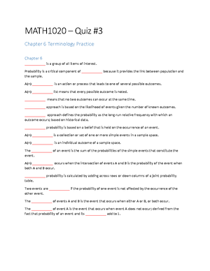 MATH1020 Ch 4-5 Terminology Practice - MATH1020 – Quiz Chapters 4&5 ...