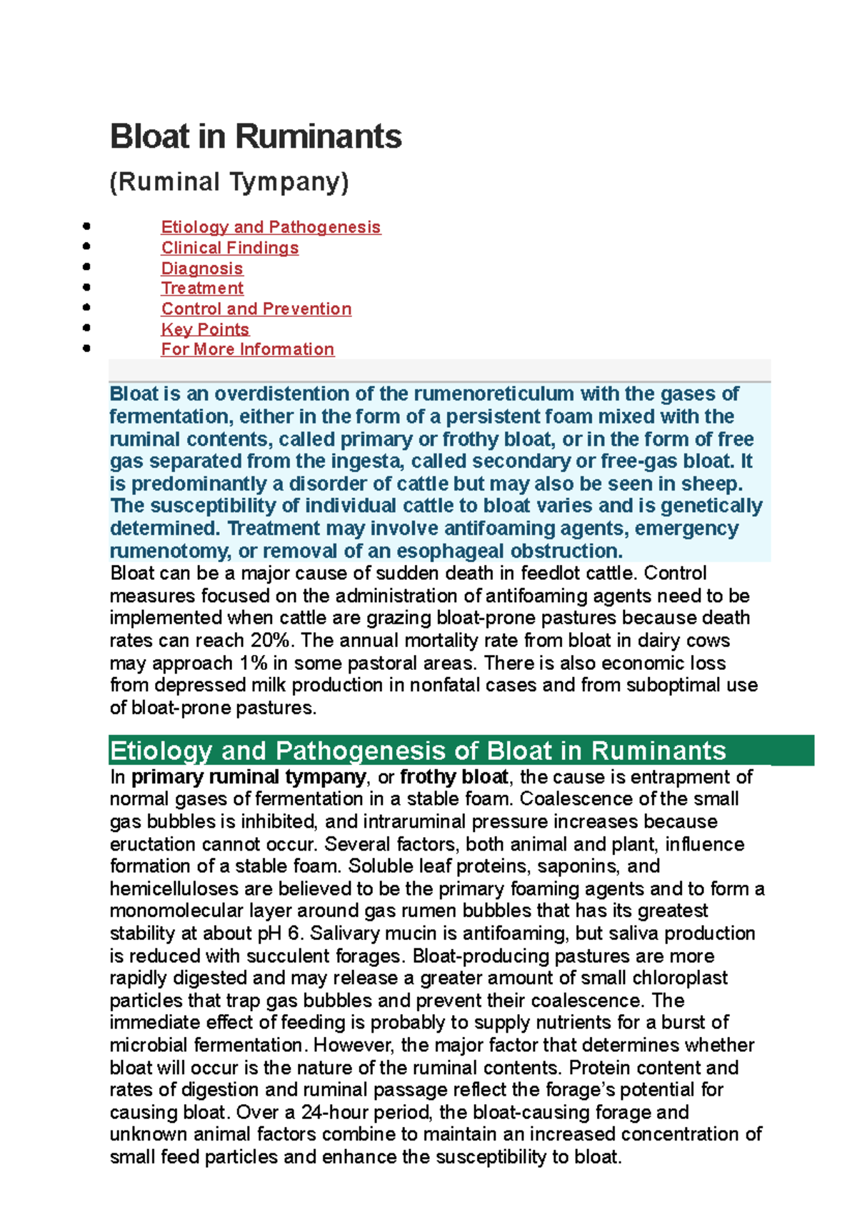 Bloat IN Ruminants - its a unit for students pursuing certificate in ...