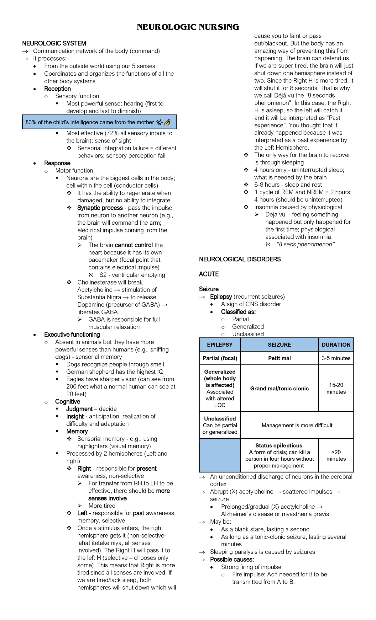 Neurologic Nursing - NEURO REVIEWER - NEUROLOGIC NURSING NEUROLOGIC ...