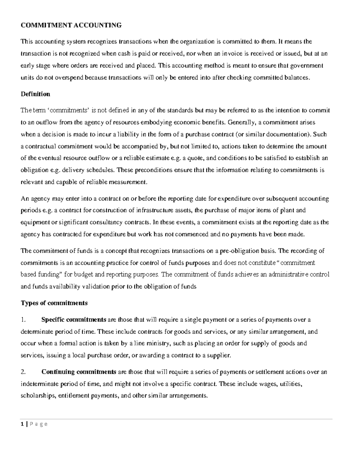 Commitment Accounting - COMMITMENT ACCOUNTING This accounting system ...