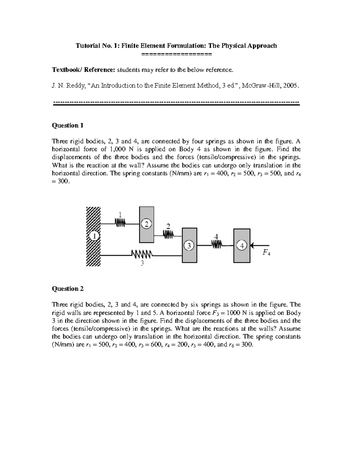 147693 Tutorial 1 - Tutorial No. 1: Finite Element Formulation: The ...
