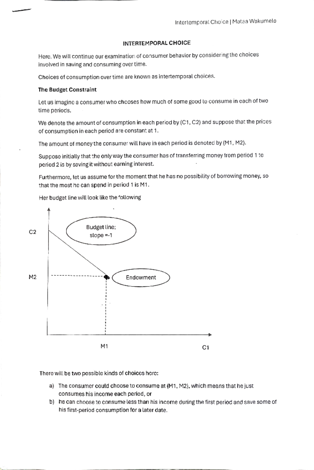 Intertemporal choice - For economics and science - C M Here. We will ...