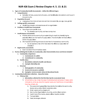 426 exam 4 - Lecture notes for exam 4 preparation. - 426 exam 4 Chapter ...