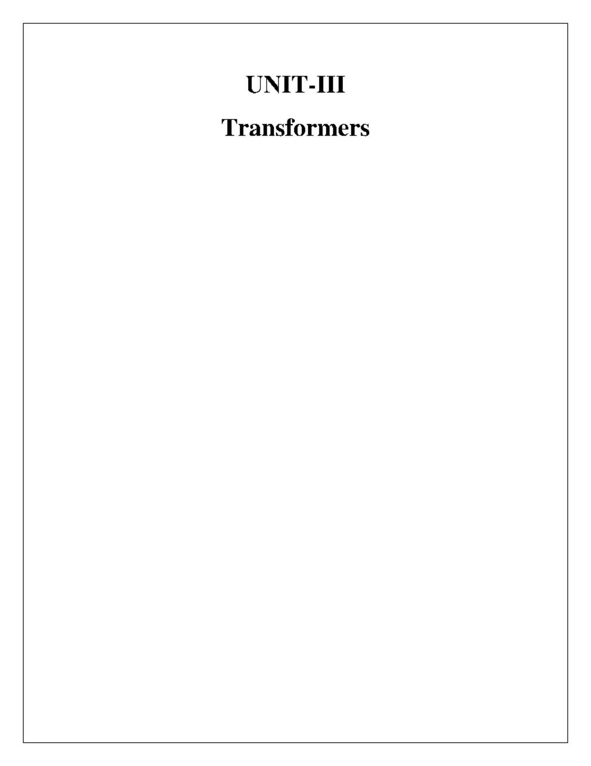 U3-Summary of unit 3 for the course - UNIT-III Transformers ...