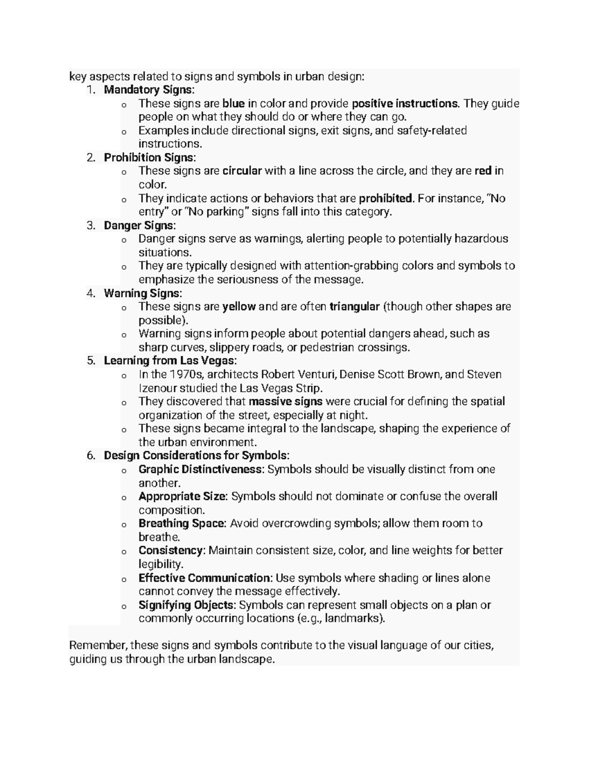 Signs and symbols in urban design - Mandatory Signs: o These signs are ...