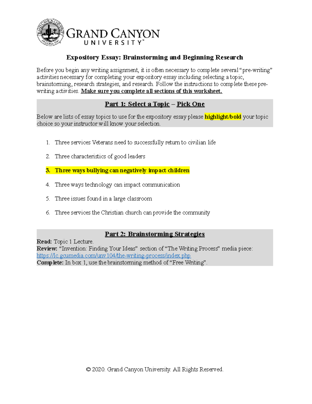 Due June 16 UNV-104-T1-Brainstorming and Beginning Research Worksheet ...