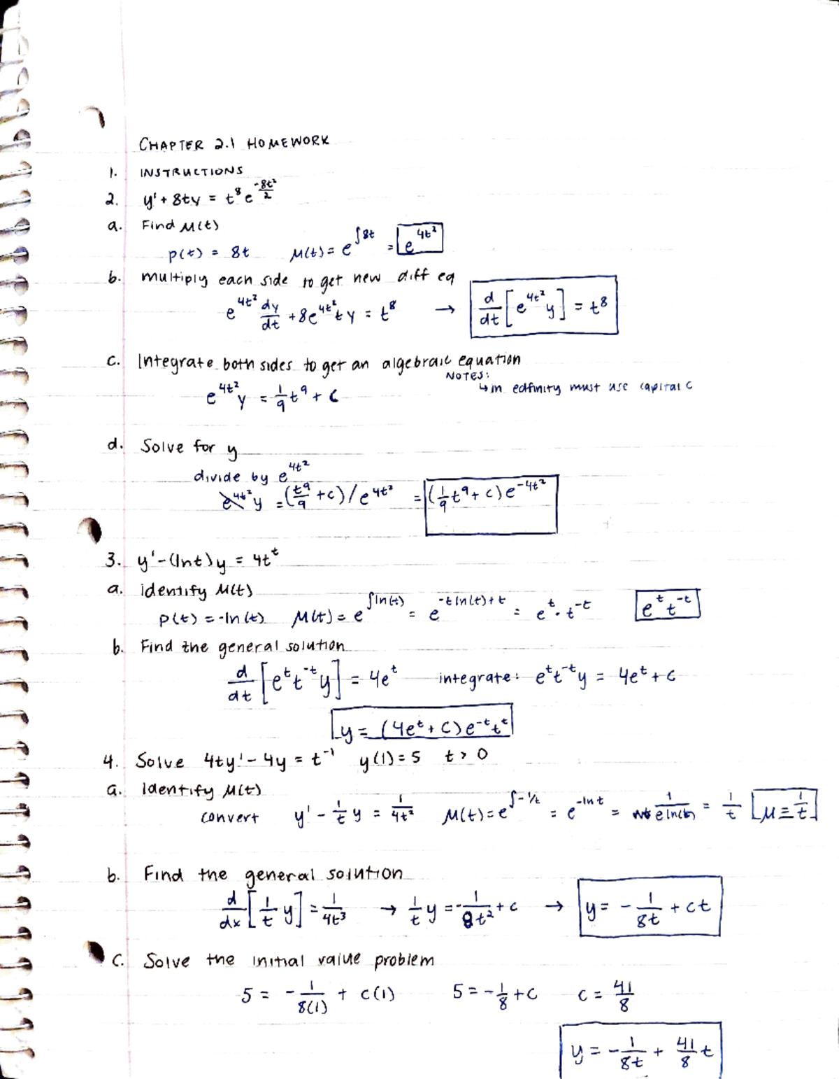 Chapter 2 Homework and Practice (First Order Diff Eq) - CHAPTER Ho ME ...