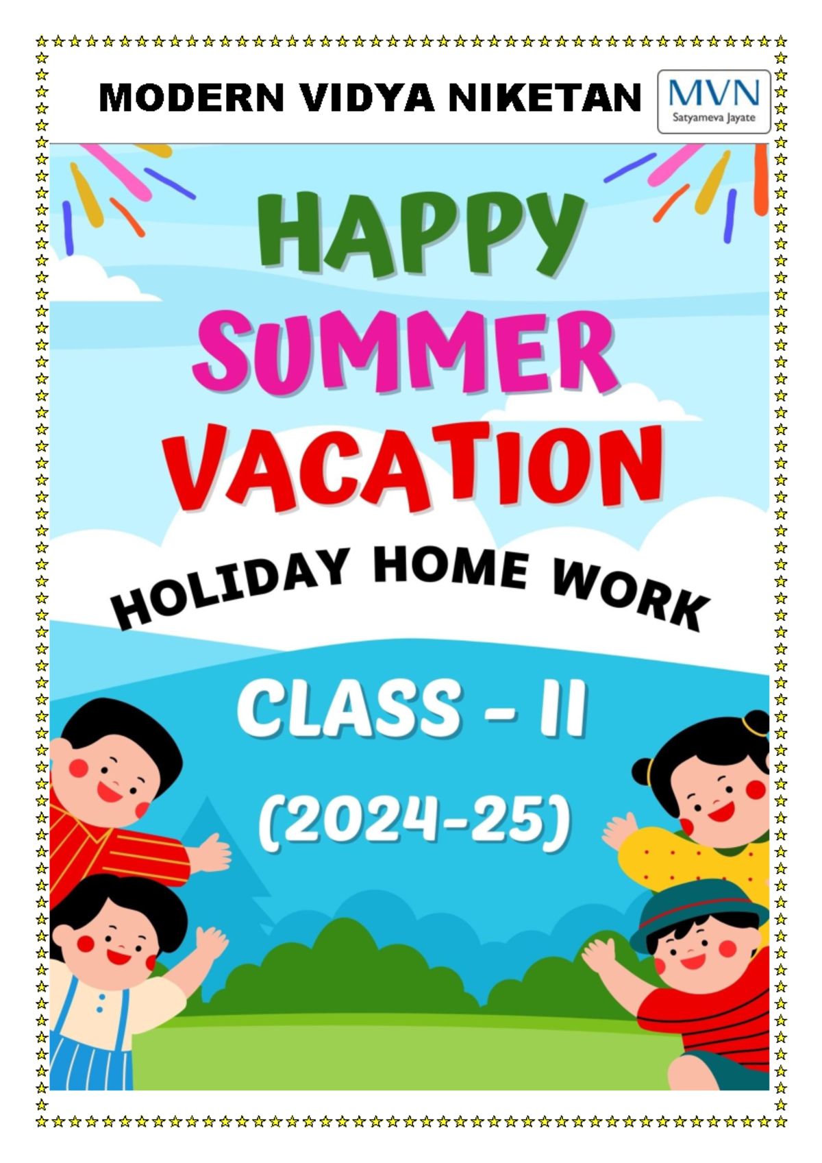 Holiday Homework Grade-II (2024-25) 2 - MODERN VIDYA NIKETAN Summer is ...