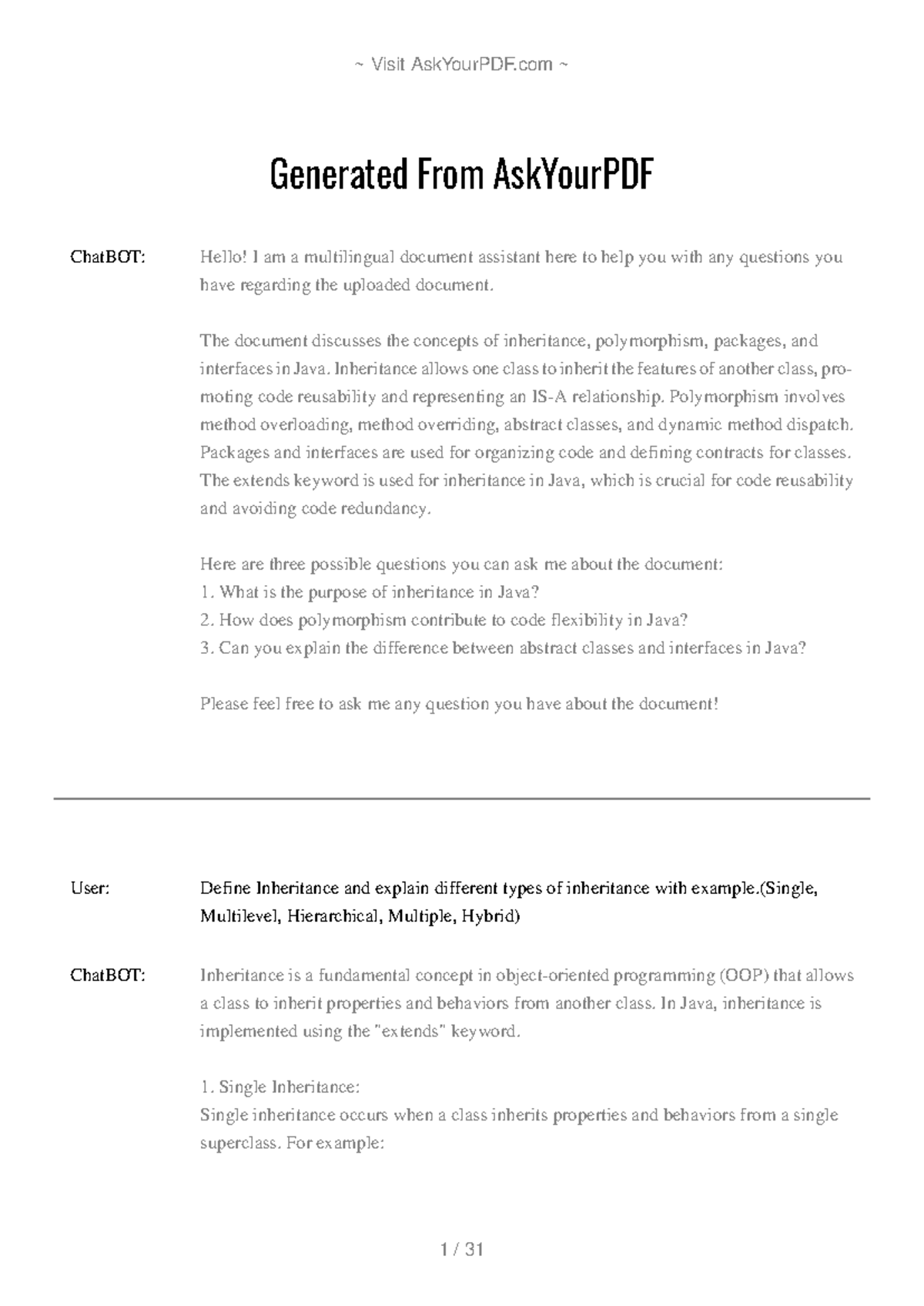 Java Unit 2 This Is Lecture Notes Which Includes Topics Inheritanc Ploymorphism Packages