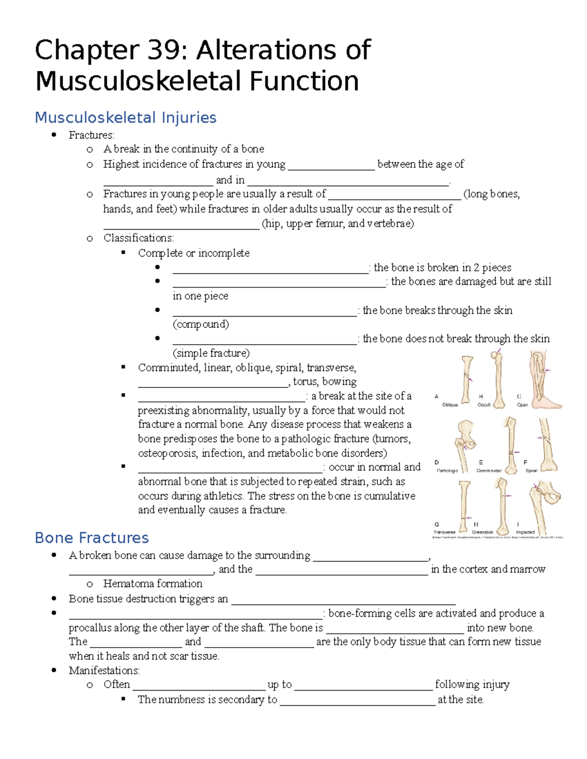 Chapter 39 Notes - Alterations of Musculoskeletal Function - Chapter 39 ...