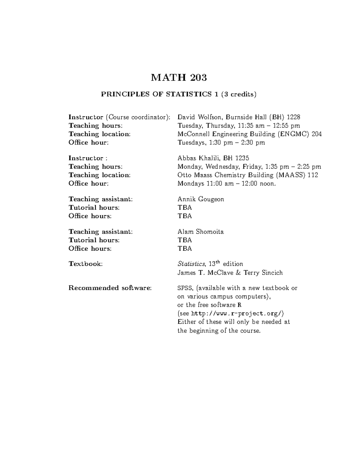 Introduction to the course - MATH 203 PRINCIPLES OF STATISTICS 1 (3 ...