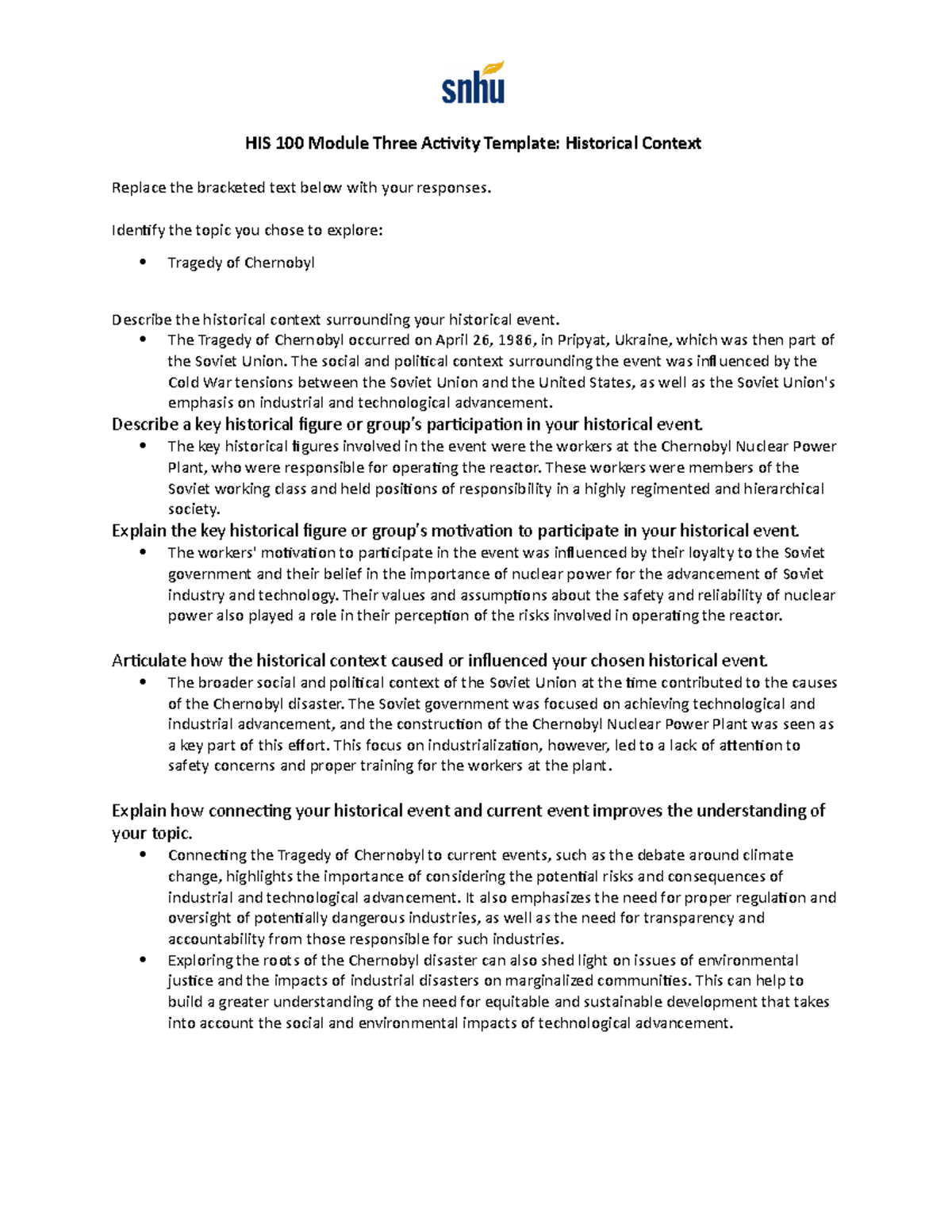 History Module 3-1 - HIS 100 Module Three Activity Template: Historical ...