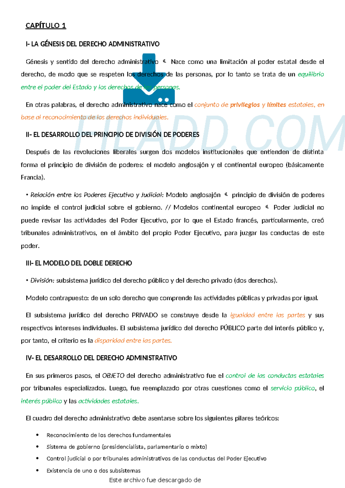 Resumen adm caps 1 a 15 - CAPÍTULO 1 I- LA GÉNESIS DEL DERECHO ...