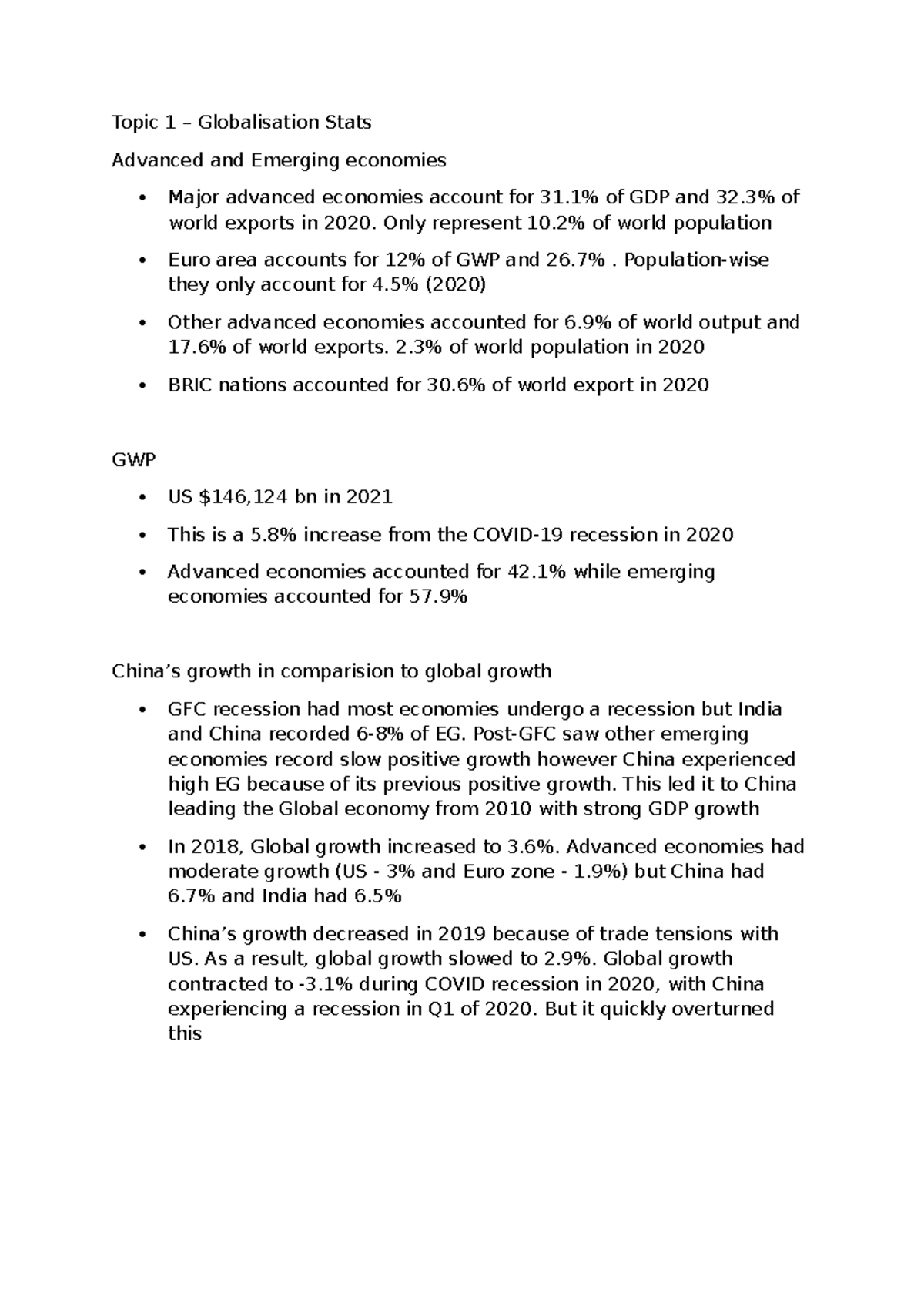 Topic 1 - Globalisation Stats - Topic 1 – Globalisation Stats Advanced ...