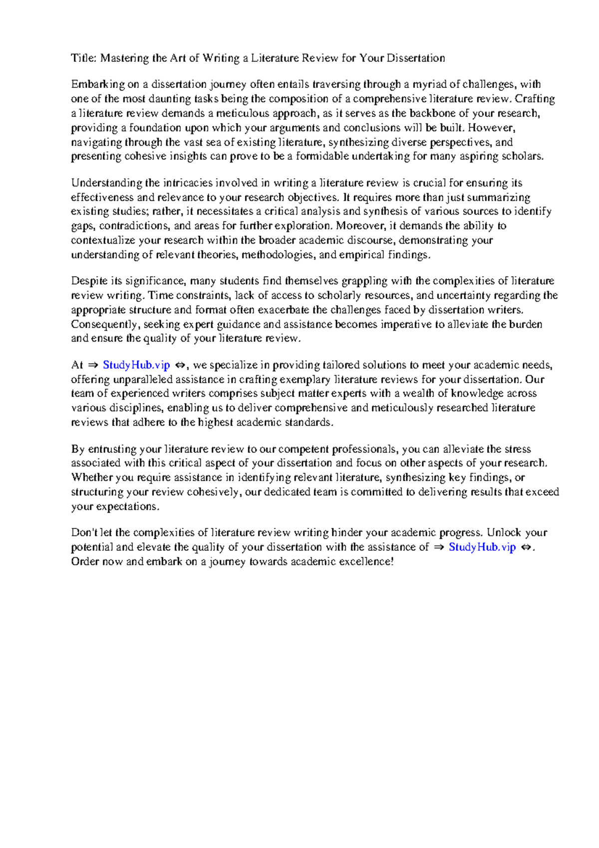 Review Of Literature Dissertation Example - Title: Mastering the Art of ...