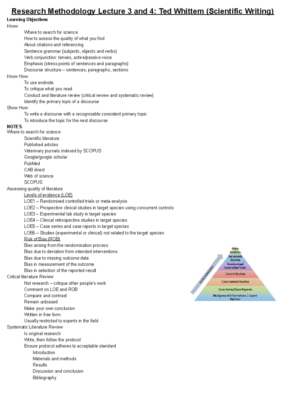 Research Methodology Lecture 3 and 4 - Ted Whittem - Research ...