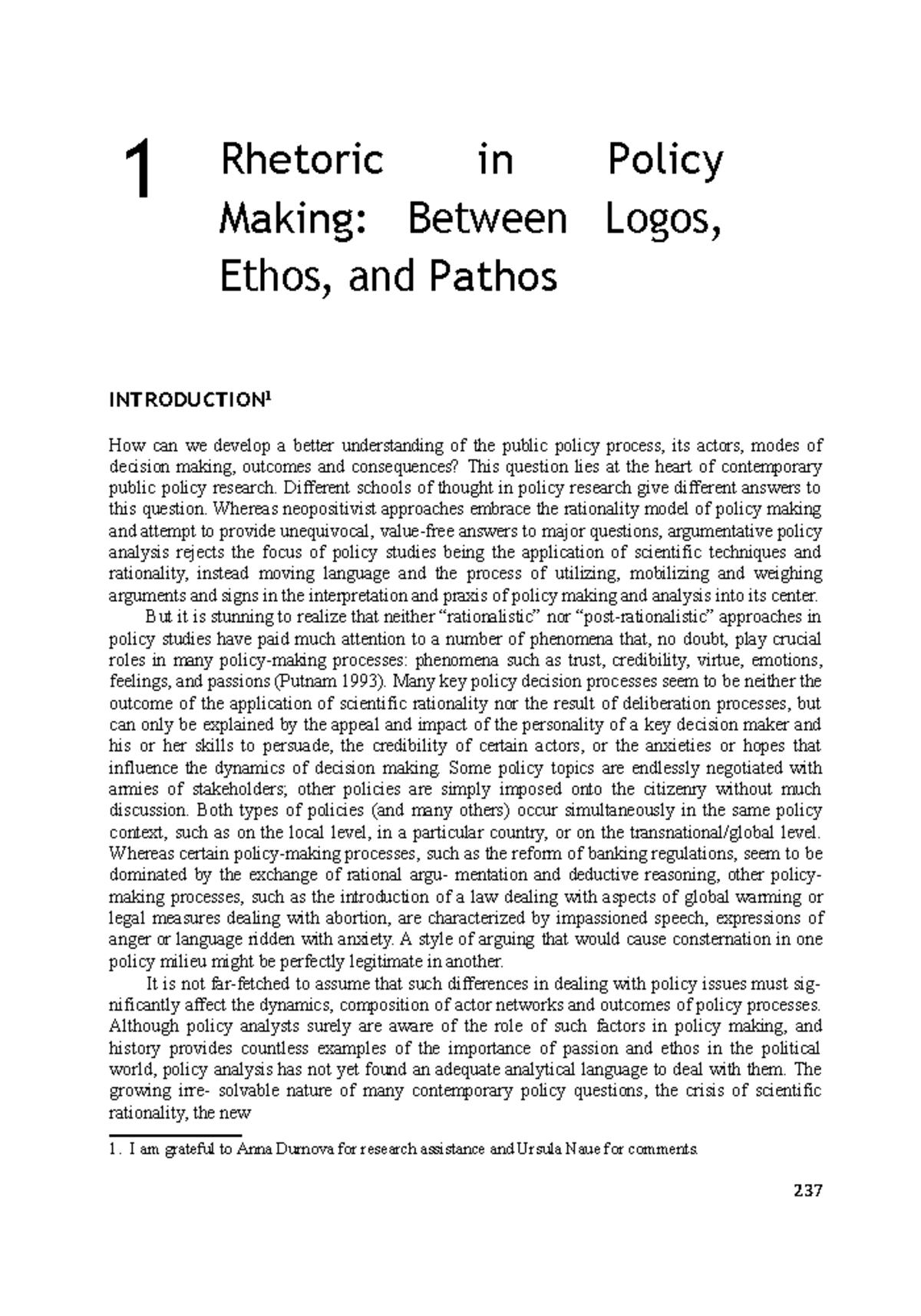 Rhetoric in Policy Making - Rhetoric in Policy Making: Between Logos ...