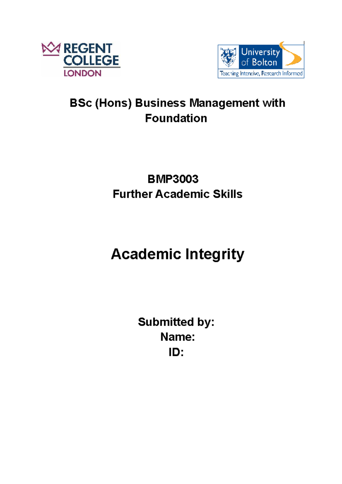 Assessment 1 Layout-1 - BSc (Hons) Business Management with Foundation ...