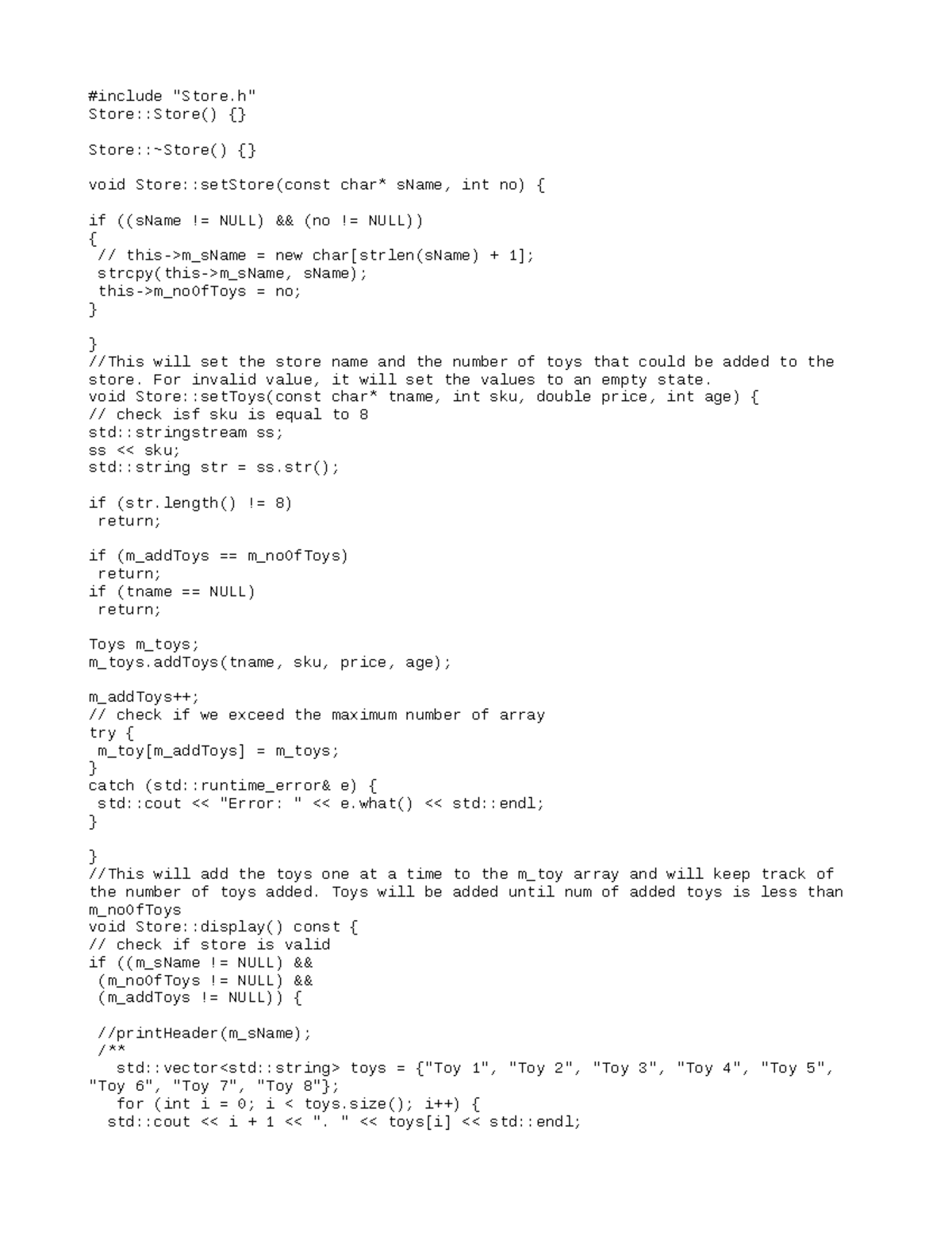 File (42) - OOP244 EXAM PREP - #include "Store" Store::Store() {} Store ...