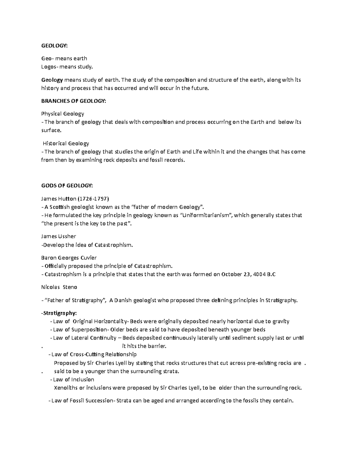 Geology - good notes - GEOLOGY: Geo- means earth Logos- means study ...