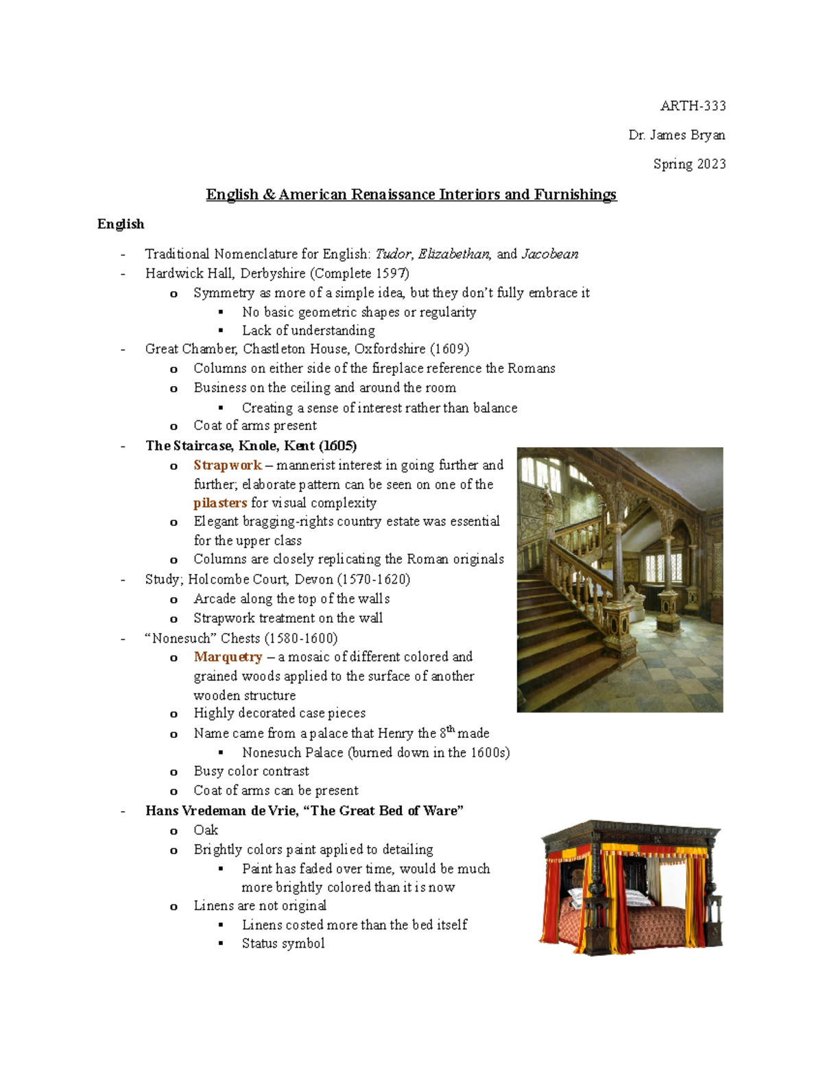 6. English and American Renaissance - ARTH- Dr. James Bryan Spring 2023 ...