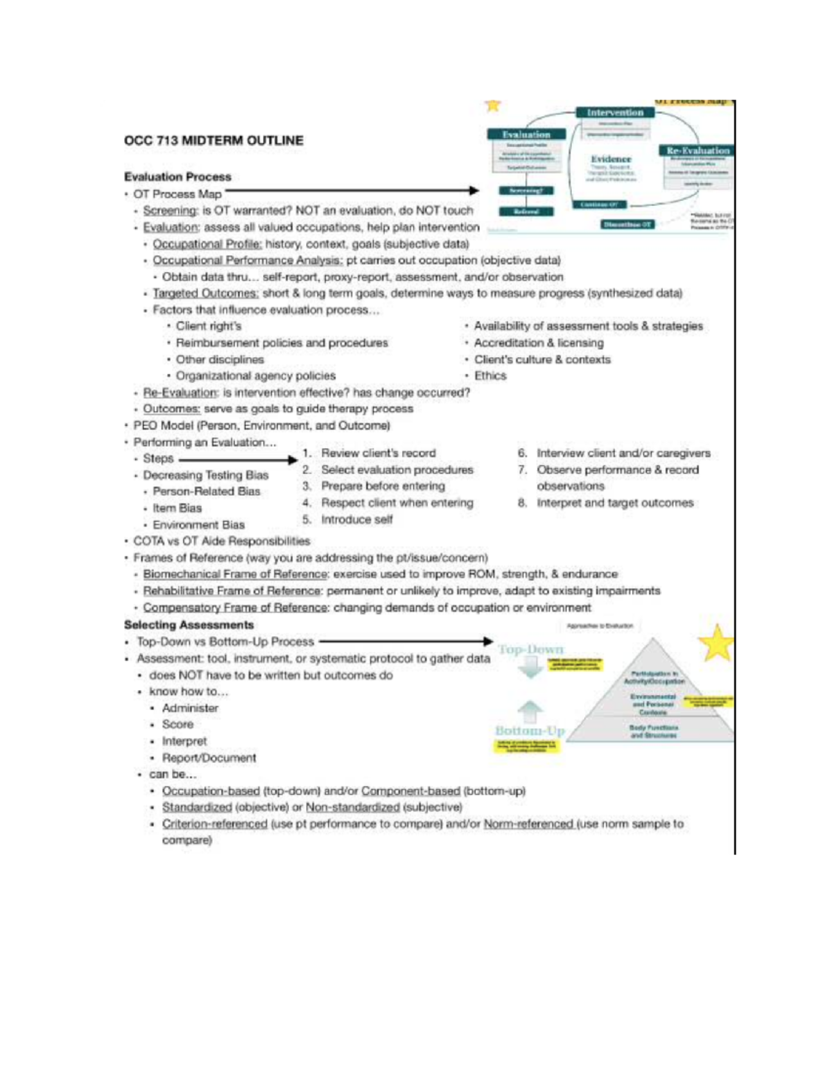 Eval 1 midterm exam - Intervention Evaluation OCC 713 MIDTERM OUTLINE ...
