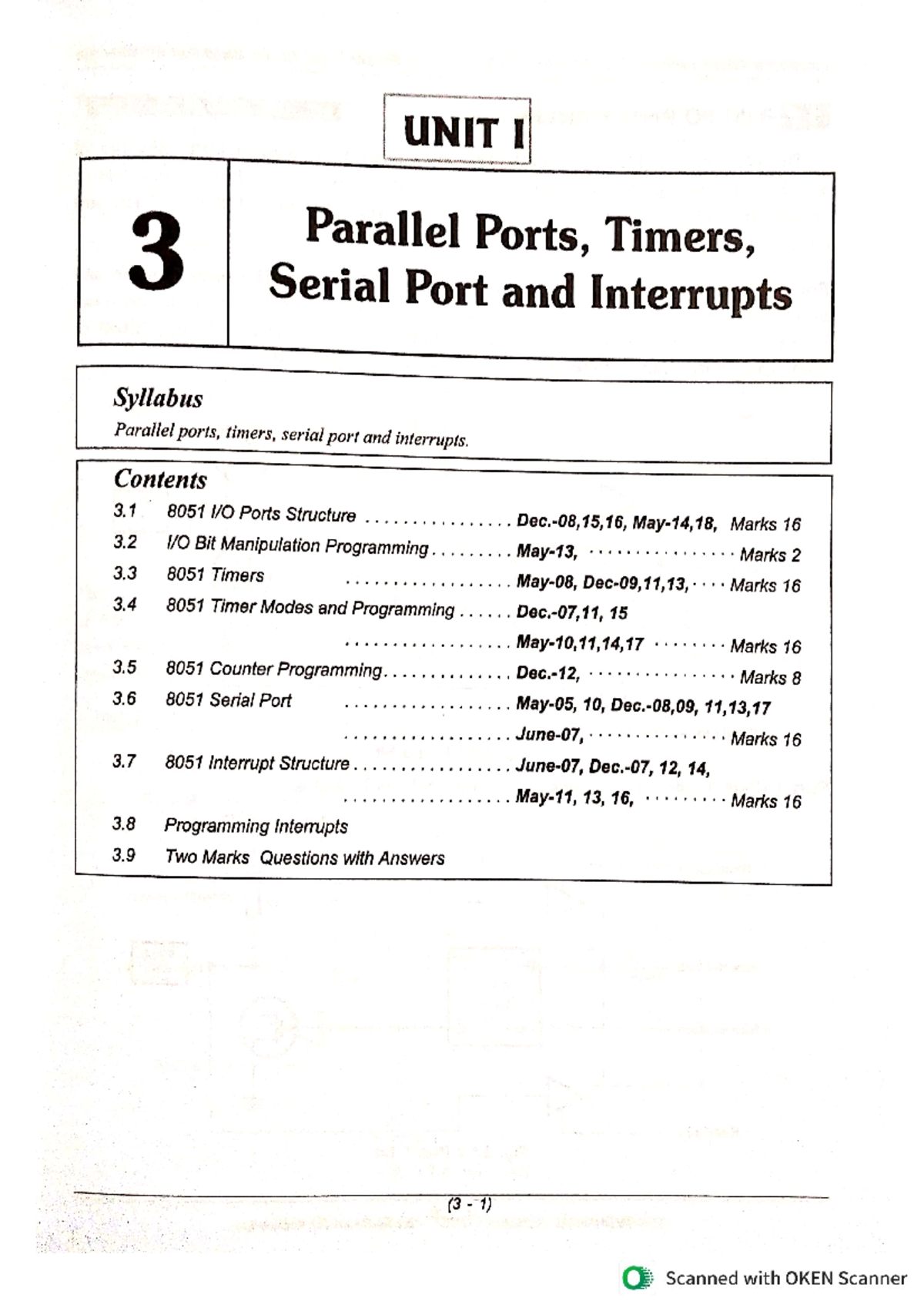 Embedded Systems And Iot Unit 1 Unit I 3 Parallel Ports Timers Serial Port And Interrupts