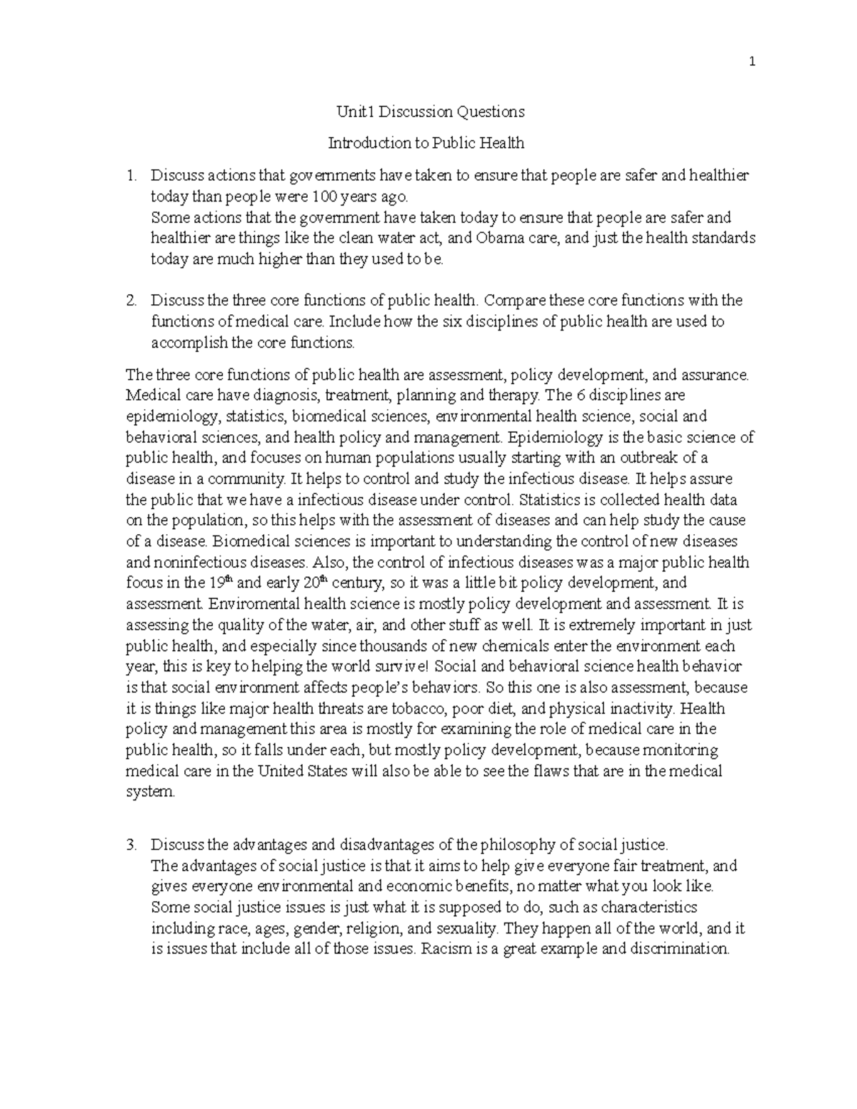 Unit 1 - Introduction - Discussion Post questions - 1 Unit1 Discussion ...