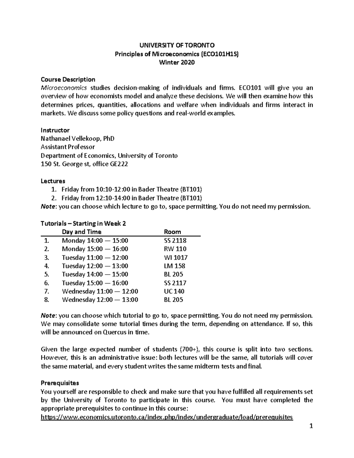 Syllabus Principles of Micro 2020 v3-1 - Warning: TT: undefined function: 32 Warning: TT ...