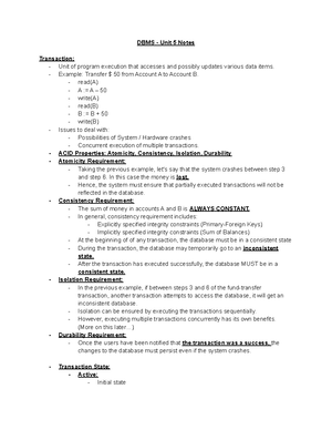 All Unit Important Questions From DBMS - DEPARTMENT OF COMPUTER SCIENCE & ENGINEERING QUESTION ...