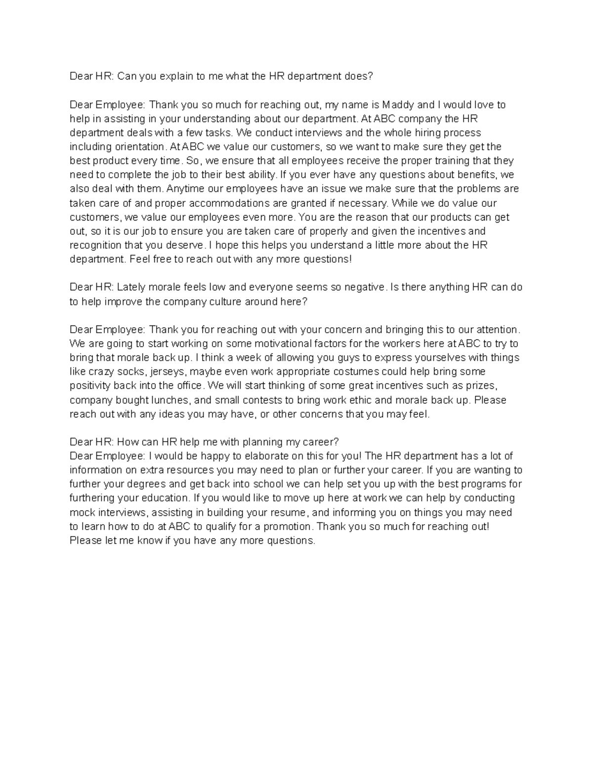 HRM 200 2-2 HR Inbox - Dear HR: Can you explain to me what the HR ...