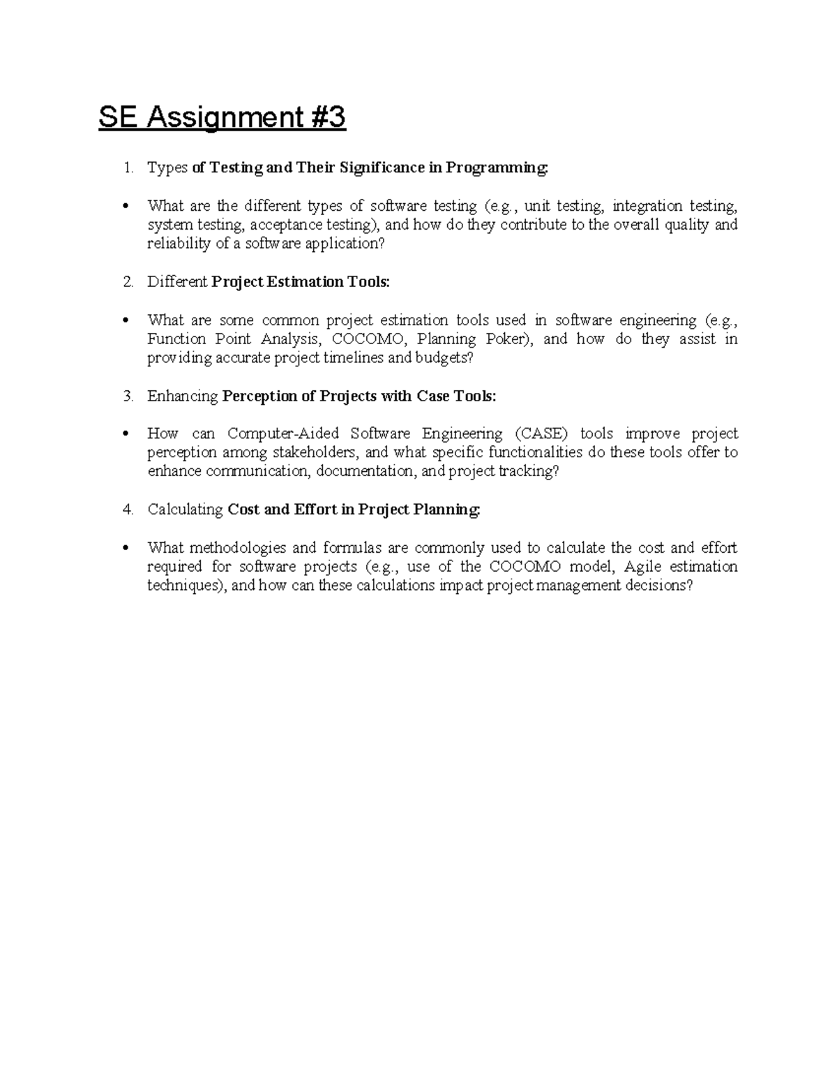 SE Assignment 3 - Software engineering notes - SE Assignment 1. Types ...