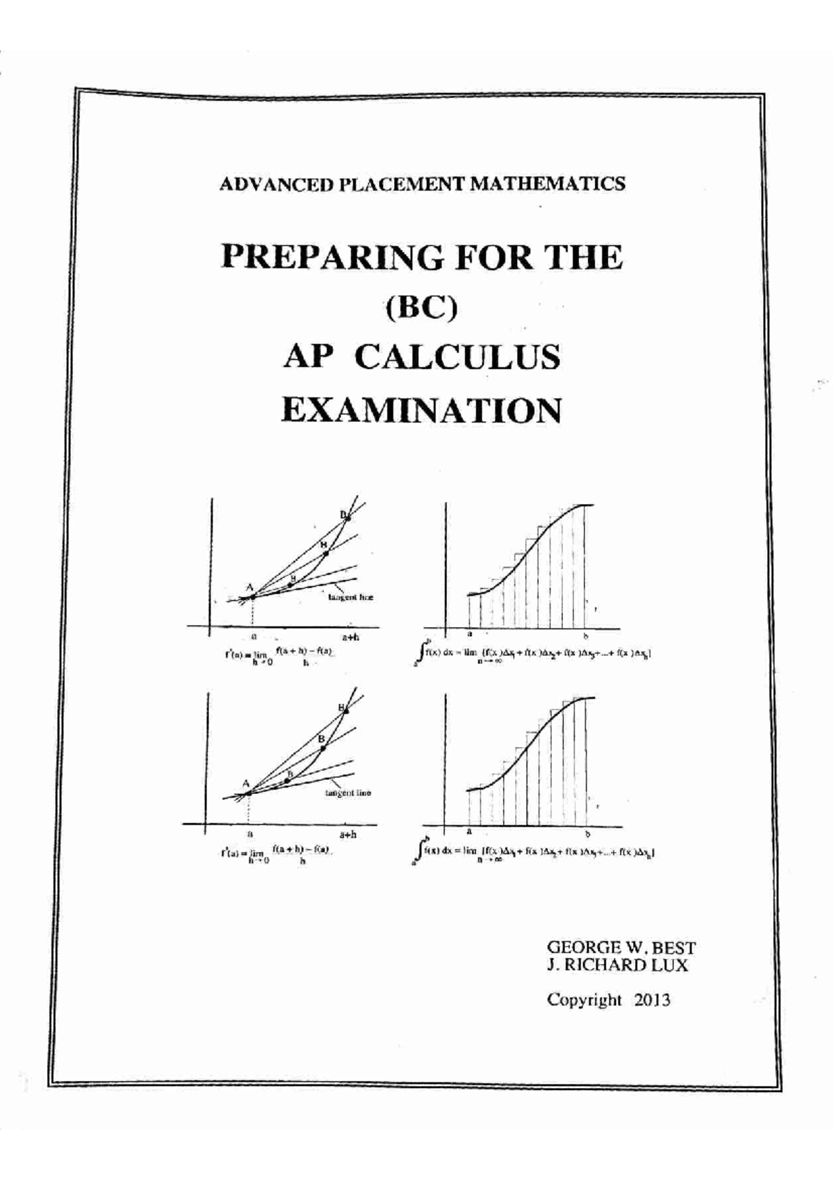 Preparing For The BC AP Calculus Examination George Best - ADVANCED ...