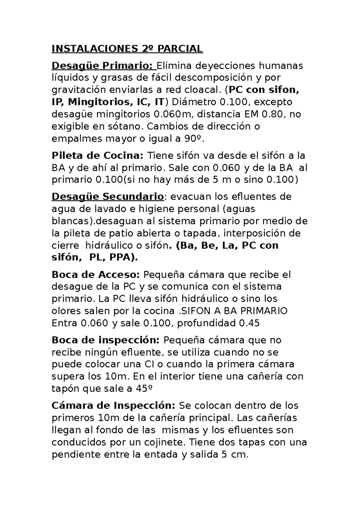Instalaciones 2º Parcial - INSTALACIONES 2º PARCIAL Desagüe Primario ...