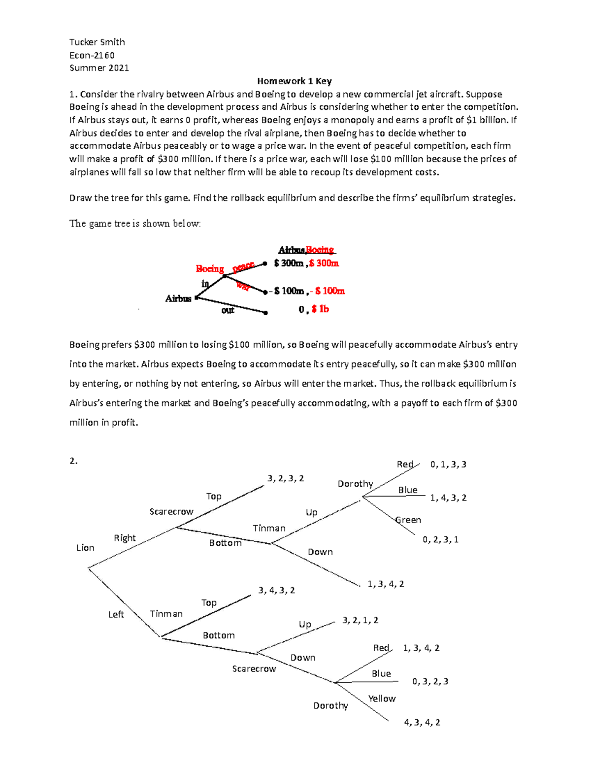 Hw1 key - Solutions for HW1; Prof. Smith's summer section - Econ- Summer 2021 Homework 1 Key ...