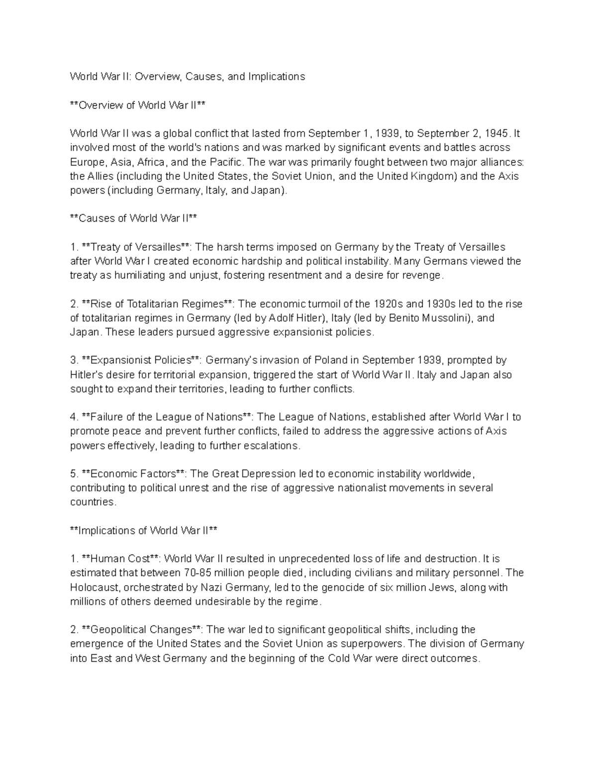 World War II Overview, Causes, and Implications - It involved most of ...