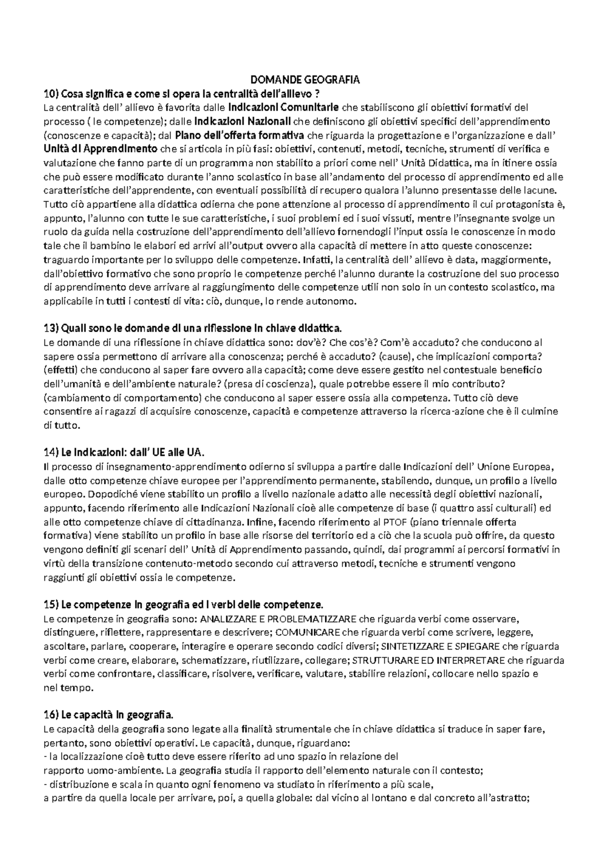 Domande Geografiaa - DOMANDE GEOGRAFIA Cosa significa e come si opera ...