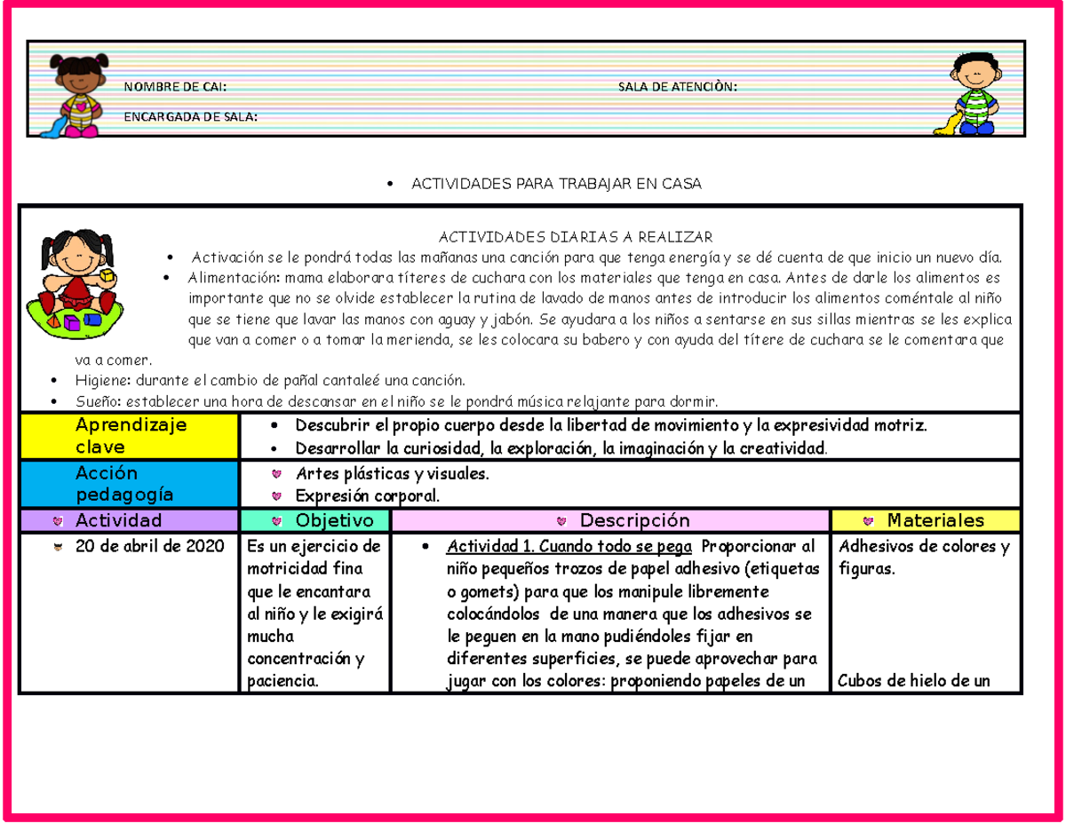 M1 trabajo en casa - apoyo para la crianza compartida - ACTIVIDADES ...